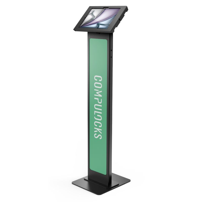 Tablet Floor Stand with Brandable Panel & Multi-Port Hub - BrandMe PlusHub
