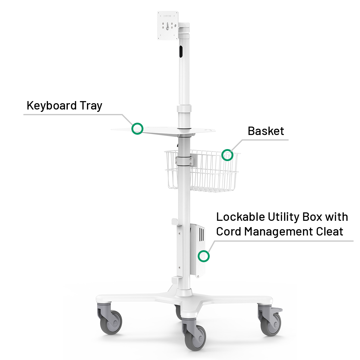 Medical Rolling Cart for VESA Mounts - Premium Rolling Cart